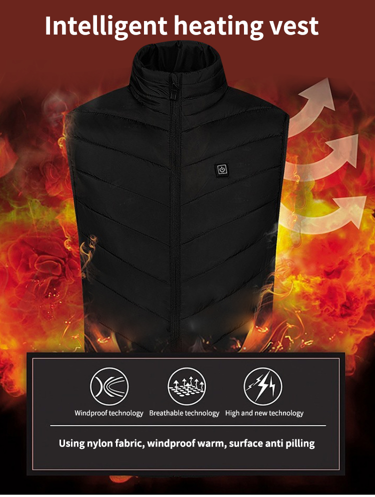 Wholesale Lightweight USB Electric Heated Vest with 3 Heating Levels MTECV002